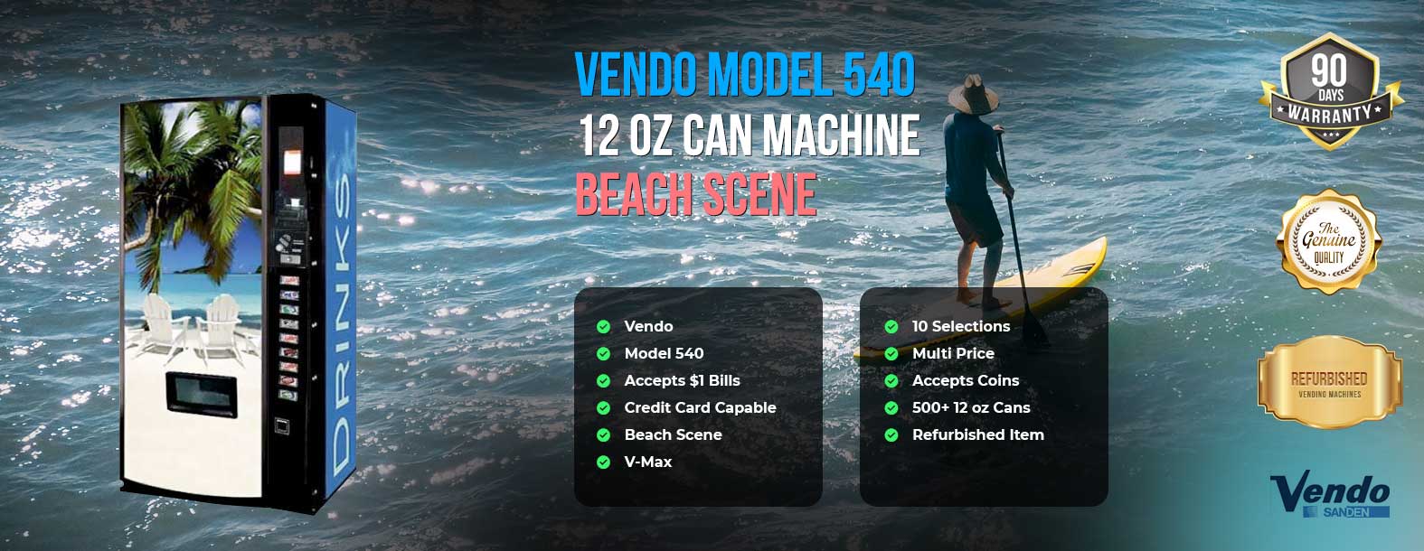 12 oz Can Machine - Beach Scene Vendo Model 540