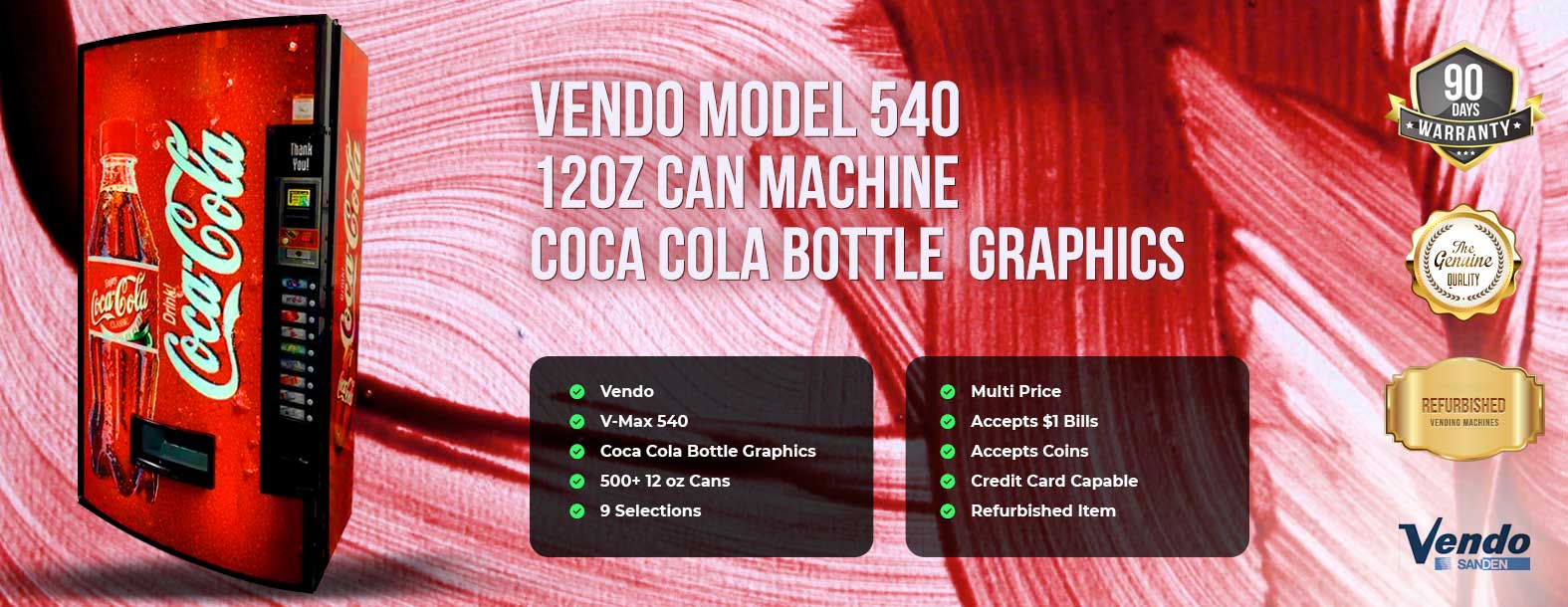 Vendo Model 540 Can Machine - Coca Cola Bottle